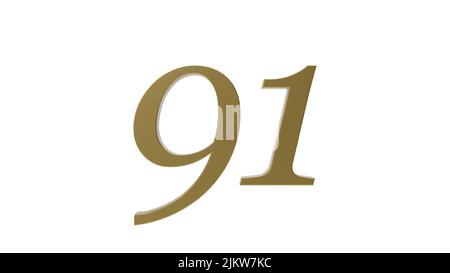 gold number 91 digit metal 3d render illustration Stock Photo - Alamy
