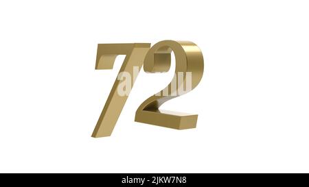 72 gold number digit metal 3d render illustration Stock Photo - Alamy