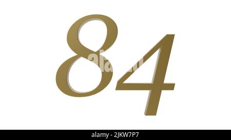 84 gold number digit metal 3d render illustration Stock Photo - Alamy