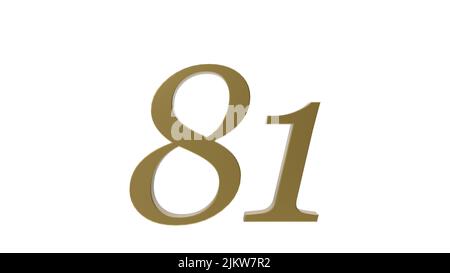 gold number 81 digit metal 3d render illustration Stock Photo - Alamy