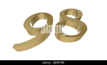 98 gold number digit metal 3d render illustration Stock Photo - Alamy
