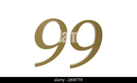 gold number digit 99 metal 3d render illustration Stock Photo - Alamy