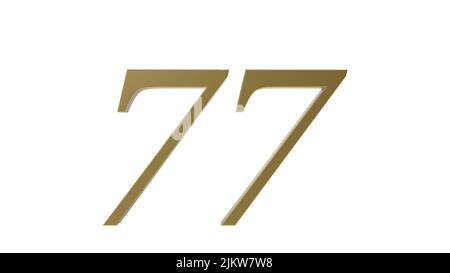 gold number 77 digit metal 3d render illustration Stock Photo - Alamy