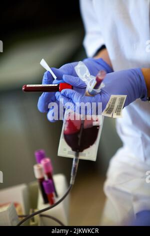 Donate blood at a blood collection facility Stock Photo - Alamy