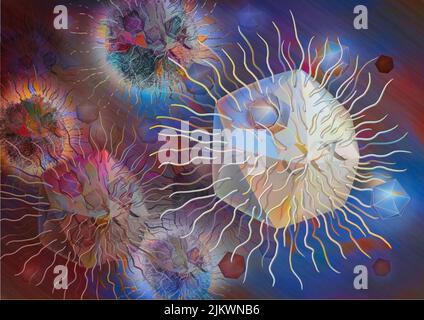 Virophages infecting mama viruses (very large viruses Stock Photo - Alamy