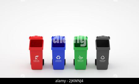 Environmental protection waste classification trash can background Stock Photo - Alamy