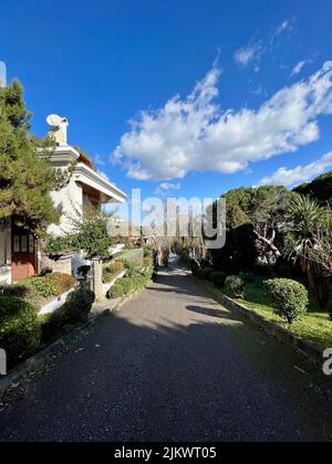 asphalt road front of luxury building in clear sky at night Stock Photo ...