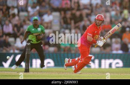 Welsh Fire's Ben Duckett bats during The Hundred match at the Kia Oval ...