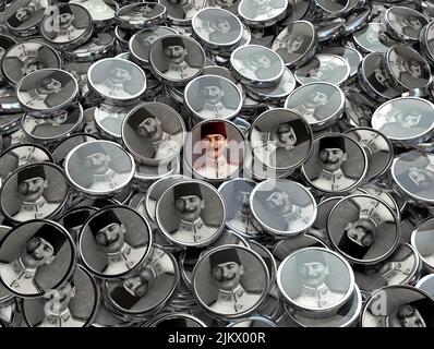 A closeup of Mustafa Kemal Ataturk icons in grayscale Stock Photo - Alamy