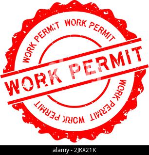 work permit stamp. round grunge sign with ribbon Stock Vector Image ...