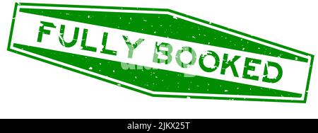 Grunge green fully booked word with star icon round rubber seal stamp ...