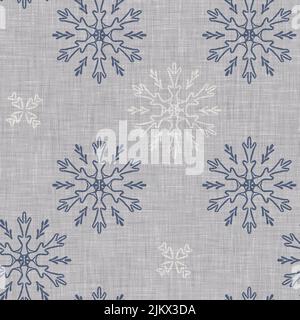 Seamless christmas snowflake woven linen pattern. Two tone seasonal ...