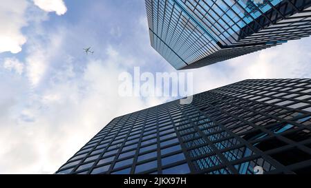 Low angle shot of the construction of a modern residential building ...