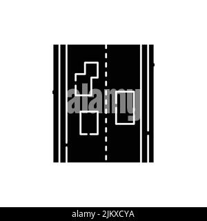 Asphalt patches on the road olor line icon. Road construction ...