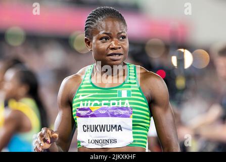 Rosemary Chukwuma (NGR) competing in the 4x100m women’s heats on day ...