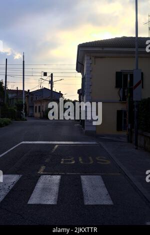 Empty railroad crossing at sunset Stock Photo - Alamy