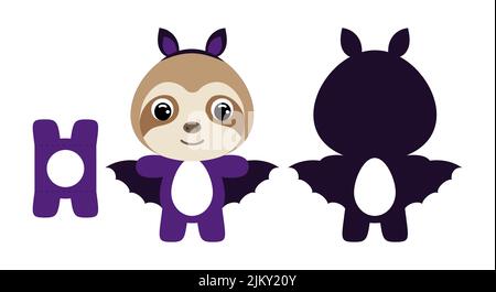 Cute die cut Halloween sloth chocolate egg holder template. Cartoon ...