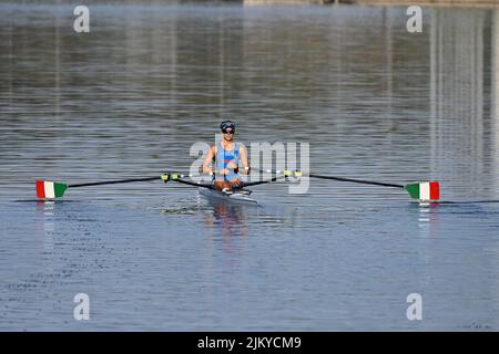 Sabaudia Lake, Lazio, Italy. 3rd Aug, 2022. The Italian National rowing ...