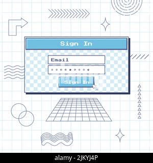 Poster template in y2k style with cosmic abstract simple elements ...