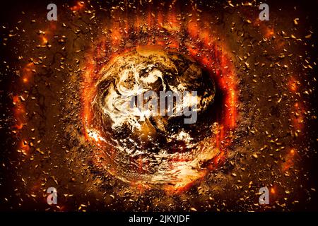 Planet World bombs. Elements of the furnished by NASA Stock Photo - Alamy