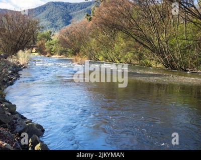 Kiewa River above Ryders Bridge, Tawonga with Mount Bogong (1986m ...