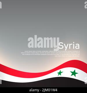 Waving ribbon or banner with flag of Syria. Template for poster design ...