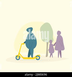 Riding a scooter fast. Kid on skate. Hand drawn. Stickman cartoon ...