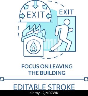 Focus on leaving building blue gradient concept icon Stock Vector Image ...