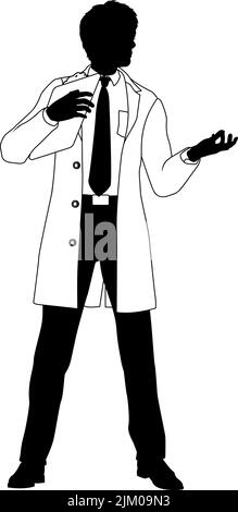 Scientist Engineer Survey Clipboard Man Silhouette Stock Vector Image ...