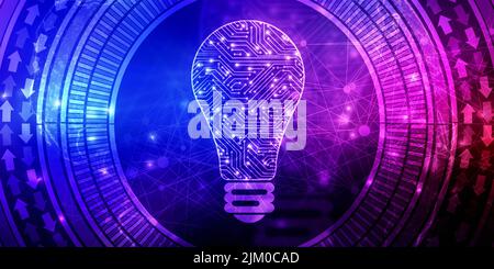 2d illustration bulb future technology, innovation background, creative ...