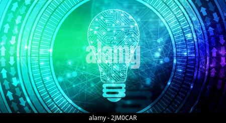 2d illustration bulb future technology, innovation background, creative ...