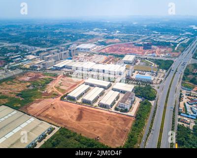Aerial photography of large industrial areas and factory buildings in ...