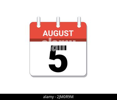 Icon calendar day - 5 August. 5th days of the month, vector ...