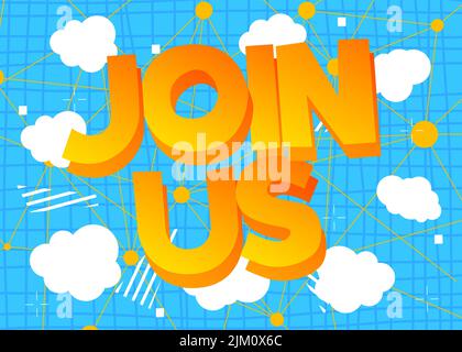 Join Us. Word written with Children's font in cartoon style Stock ...
