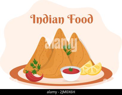 Indian Food Cartoon Illustration with Various Collection of Delicious ...