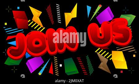 Join Us. Word written with Children's font in cartoon style Stock ...