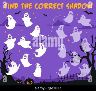 Find two same ghosts. Halloween black and white matching activity for ...
