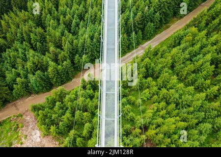 Top view of a Sky Bridge 721 in Dolni Morava in Czech Republic. The ...