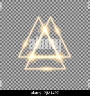 triangle light effect, laser, sparks, neon lights on transparent ...