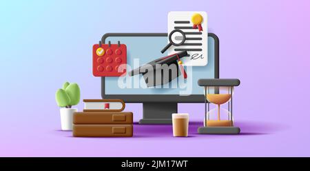 computer with hat and diploma graduation Stock Vector Image & Art - Alamy