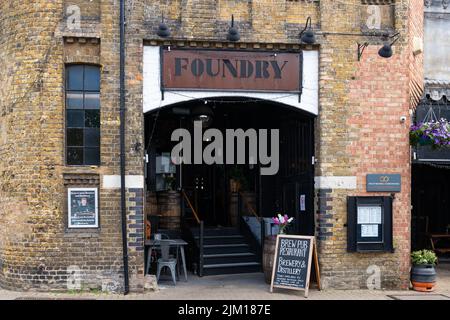 The Foundry Brew Pub, Canterbury, England, UK - man with beer flight ...