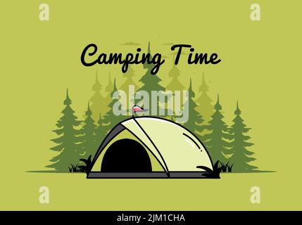 illustration badge design of a Dome tent camping Stock Vector Image ...