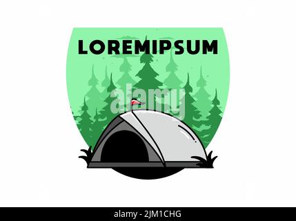 illustration badge design of a Dome tent camping Stock Vector Image ...