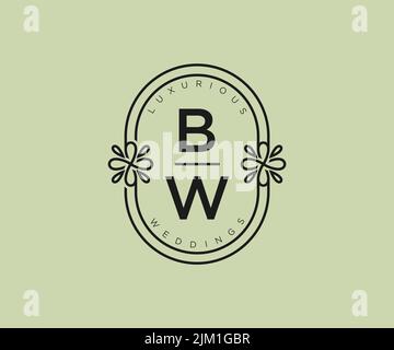BW Initials letter Wedding monogram logos template, hand drawn modern ...