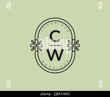 Initial Letter CW Logo - Hand Drawn Signature Logo - Minimal Vector ...