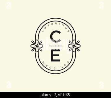 CE Initials letter Wedding monogram logos template, hand drawn modern ...