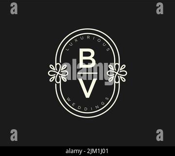 BV Initials letter Wedding monogram logos template, hand drawn modern ...