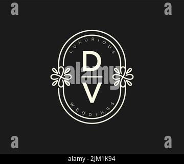 DV Initials letter Wedding monogram logos template, hand drawn modern ...