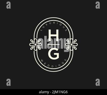 HG Initials letter Wedding monogram logos template, hand drawn modern ...