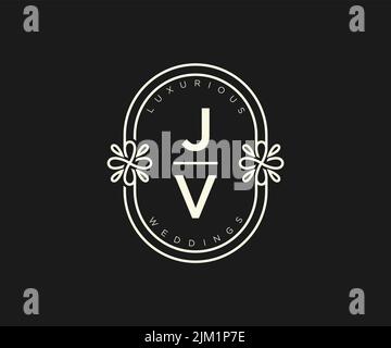 JV Initials letter Wedding monogram logos template, hand drawn modern ...